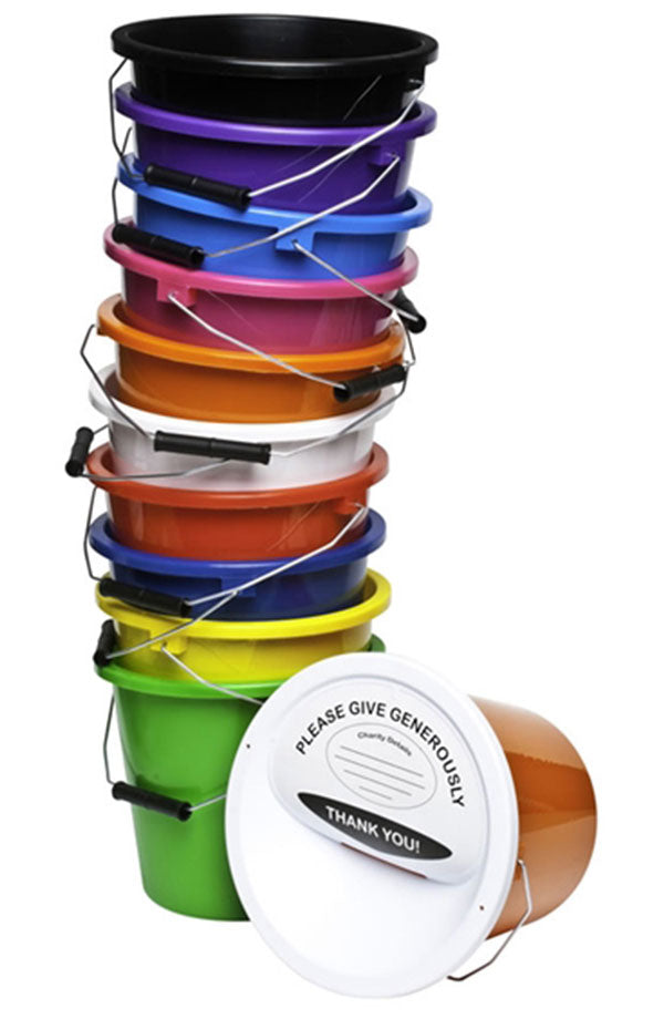 Charity Collection Bucket with Lids, Labels and Ties – Charnwood ...